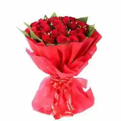 21 Red & White Roses Bouquet | Send Red & White Roses 21 Flowers to India